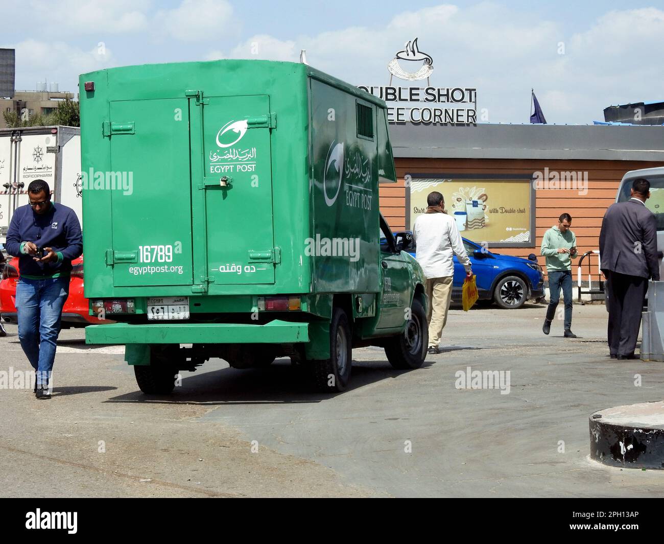 Cairo, Egypt, March 15 2023: Egyptian post delivery truck van mobile ...