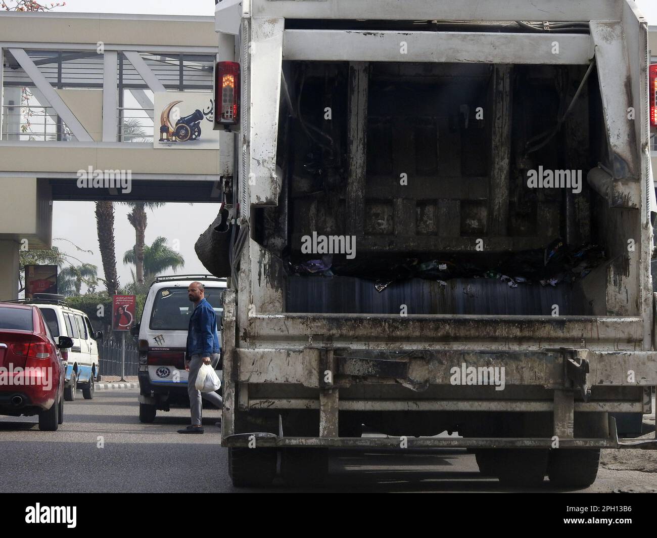 Cairo, Egypt, March 22 2023: a garbage large mobile car vehicle ...