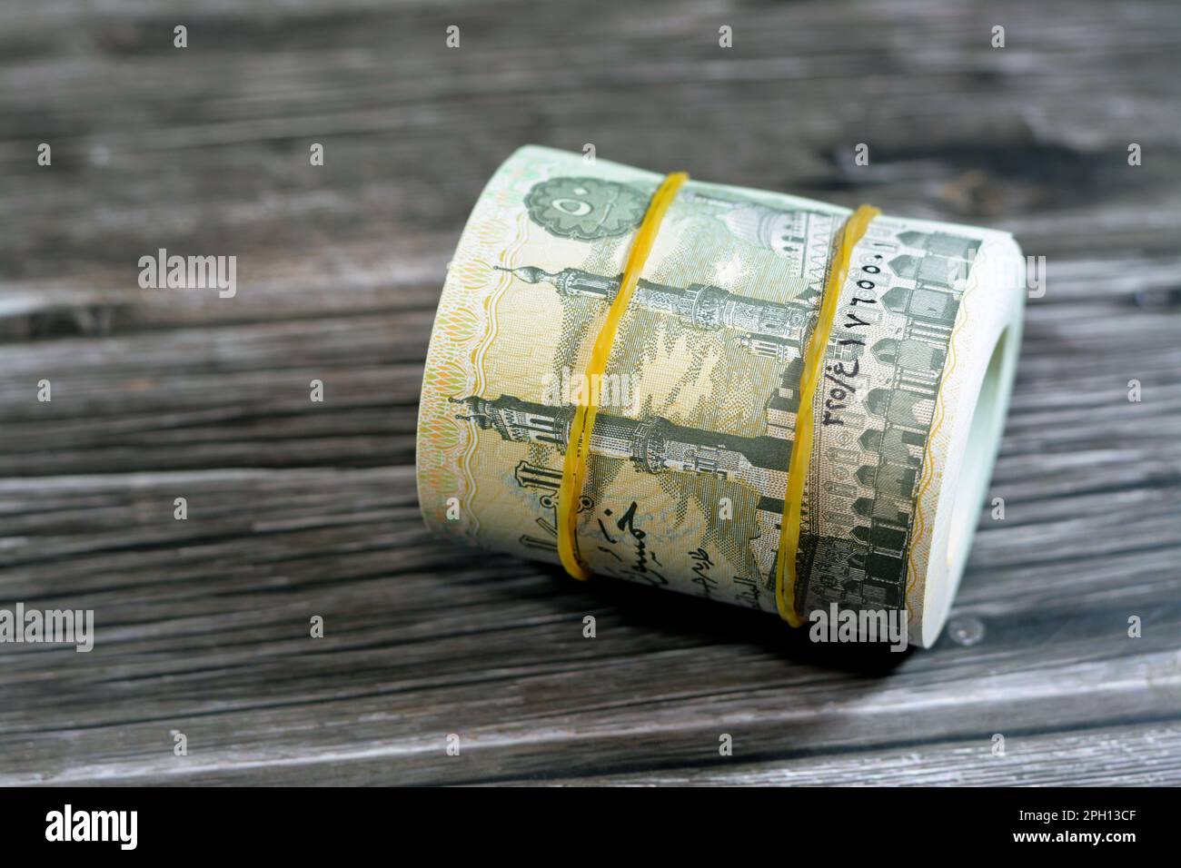 50 Piasters Half EGP LE Egyptian pound cash money bills rolled up with ...