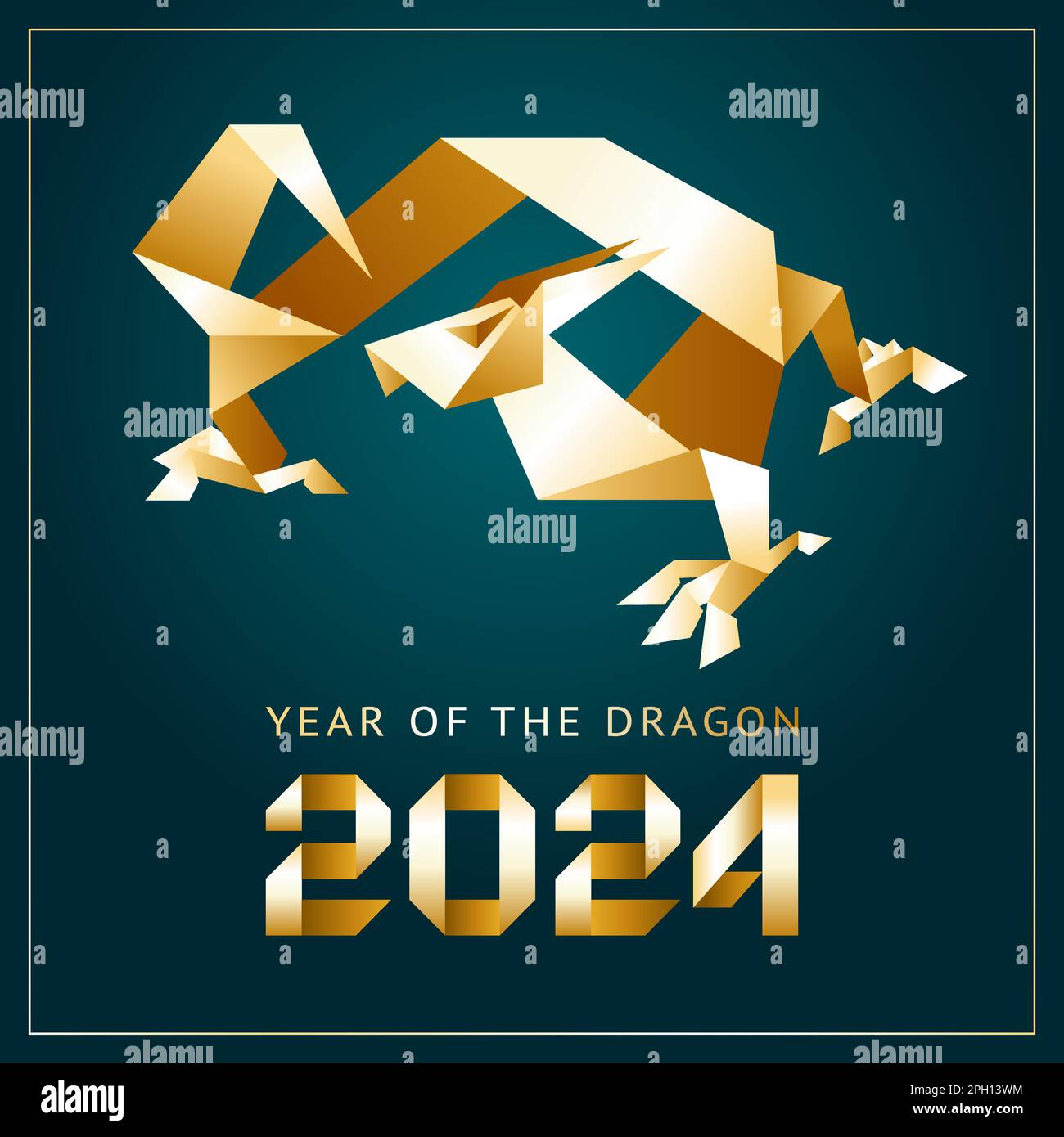 Origami golden dragon made paper, 2024 Year, for New Year's greetings ...