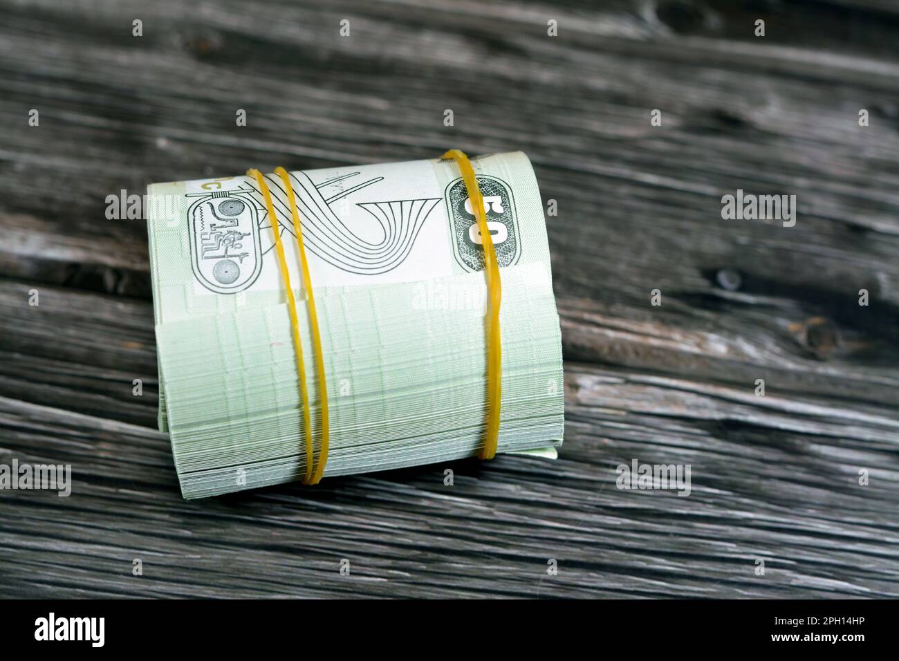 50 Piasters Half EGP LE Egyptian pound cash money bills rolled up with ...