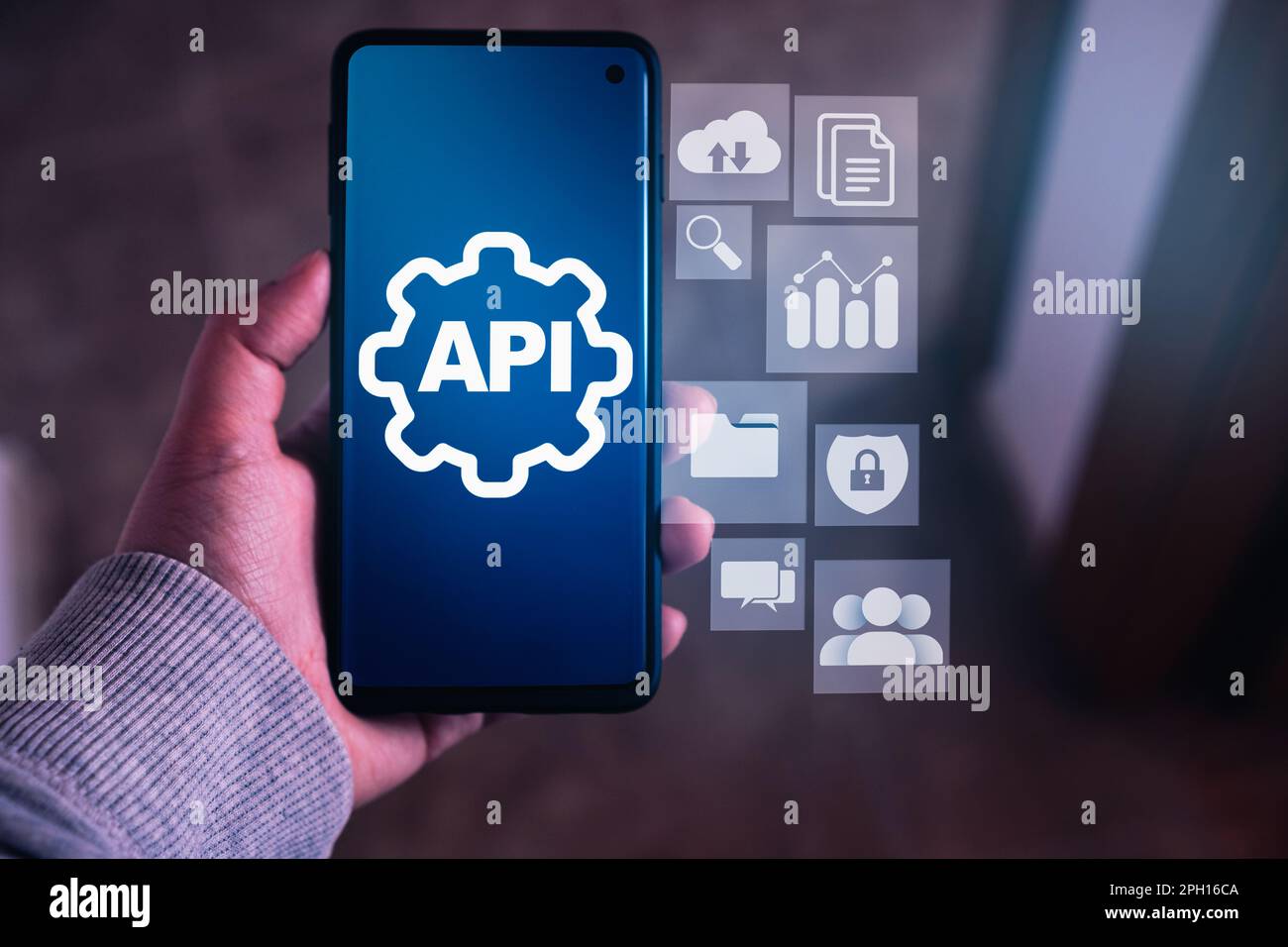 Api Concept With Holographic Smartphone Interface Application