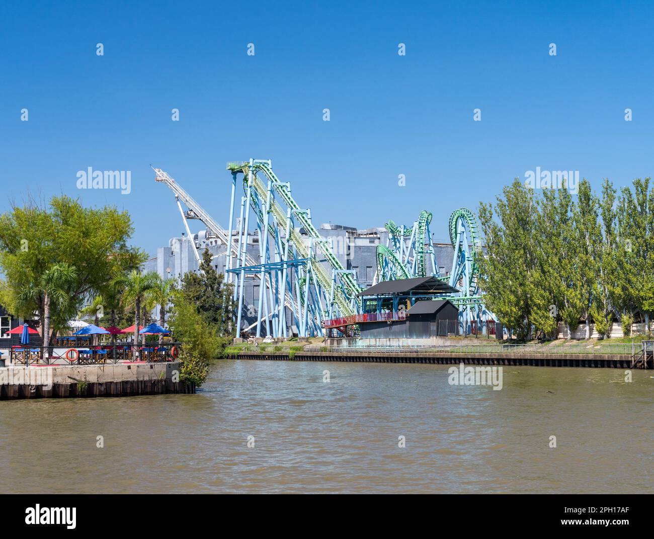 Roller coaster in the Parque de la Costa funfair and theme park in ...