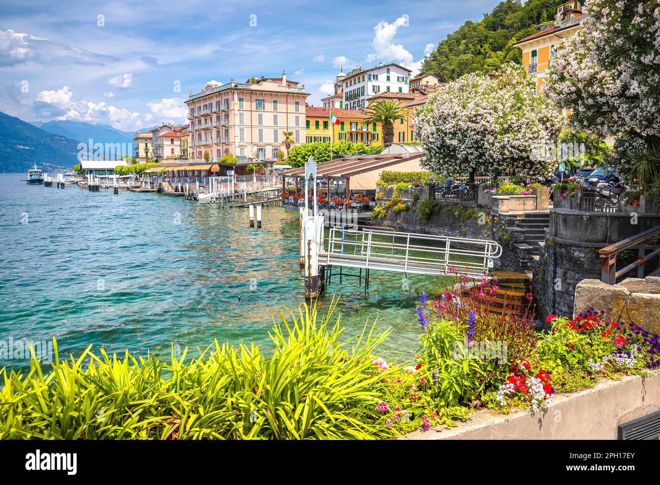 Town of Bellagio Lungolago Europa famous flower lakefront view, Como ...