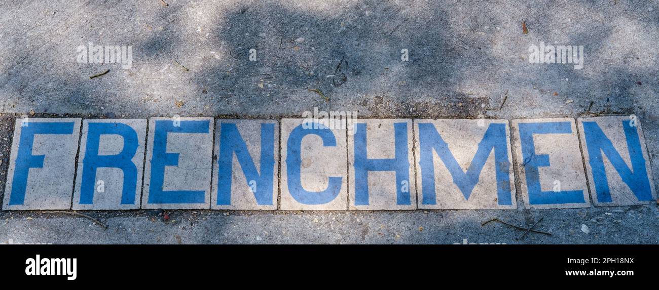 Vintage Frenchmen Street Tile Inlay on Sidewalk in New Orleans ...