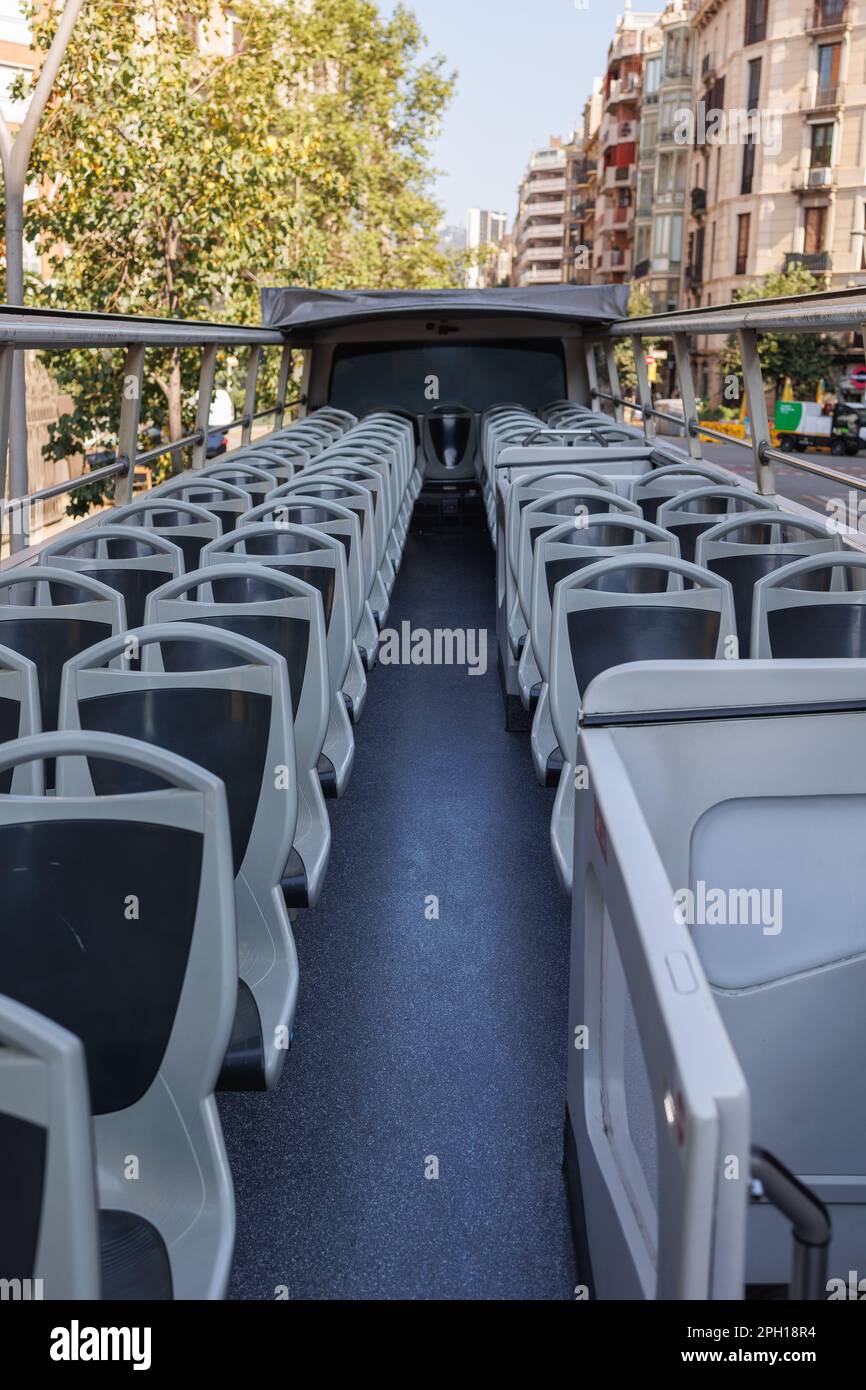 Empty Bus Seats of the Upper Deck of a Double Decker Touristic Bus ...