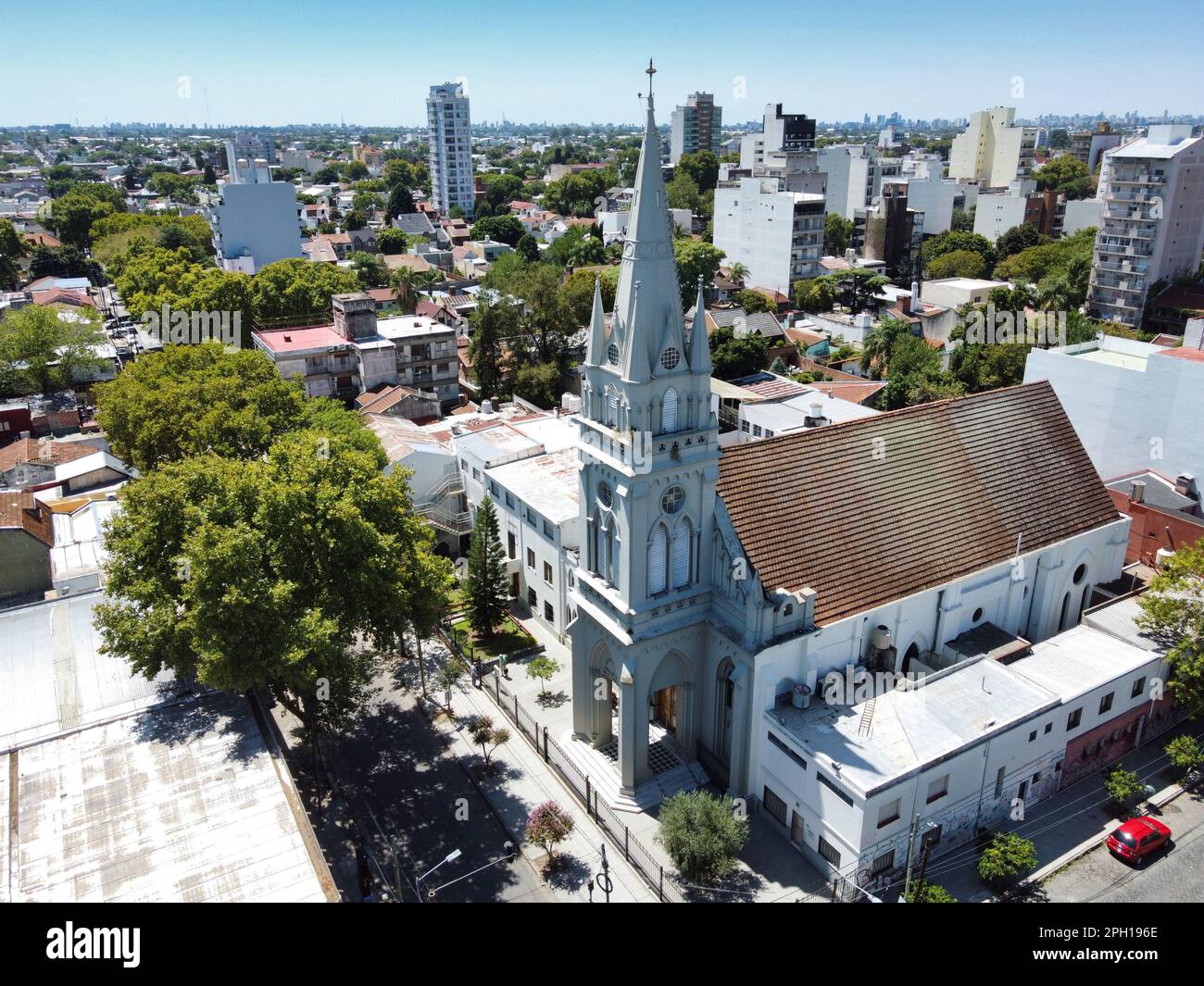 Panoramic view of Villa Ballester and the Church Our Lady of Merced ...