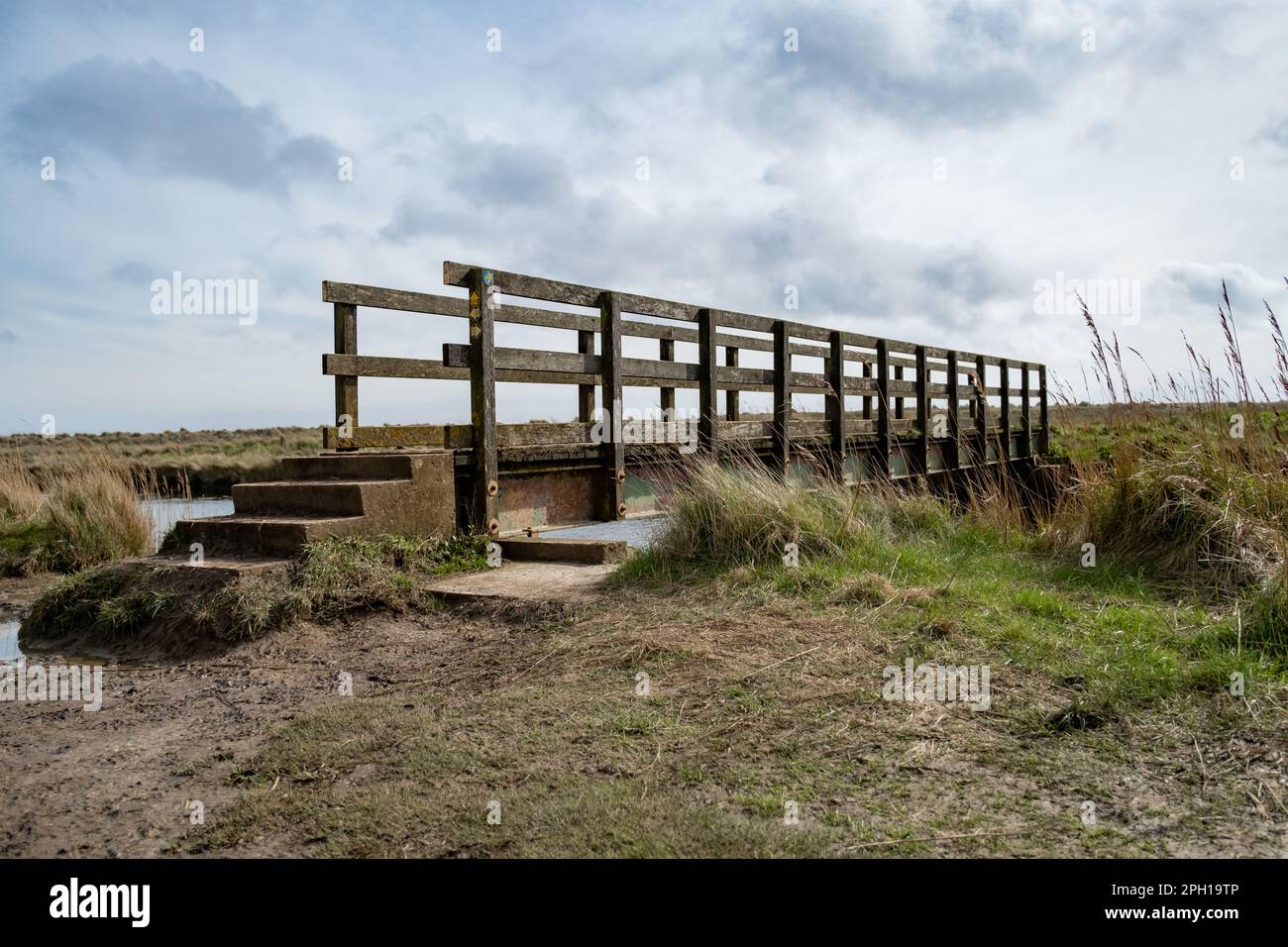 Bridge over the river on the Suffolk Coast Path Stock Photo - Alamy