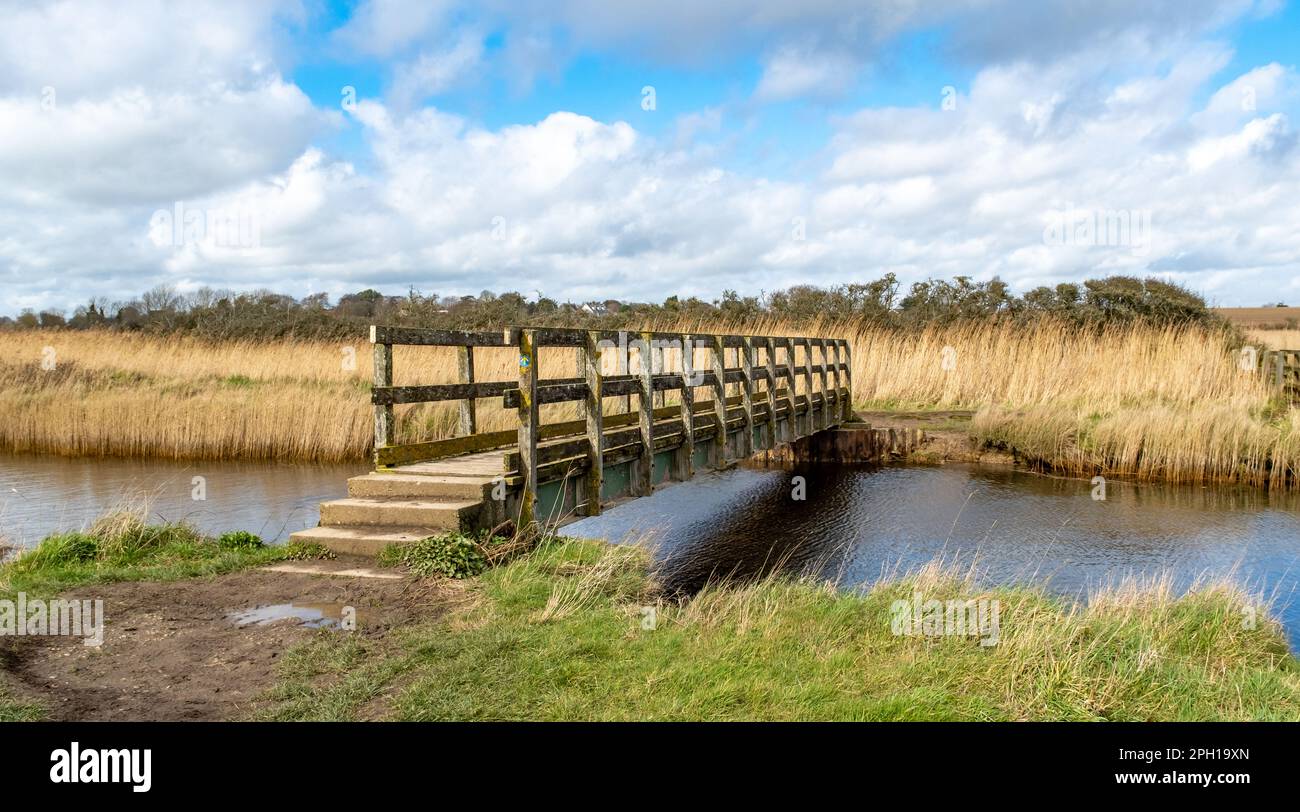 Bridge over the river on the Suffolk Coast Path Stock Photo - Alamy