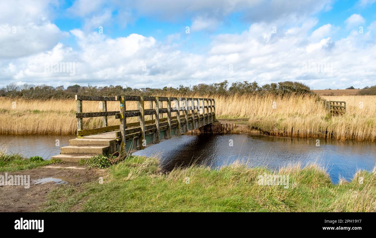 Bridge over the river on the Suffolk Coast Path Stock Photo - Alamy