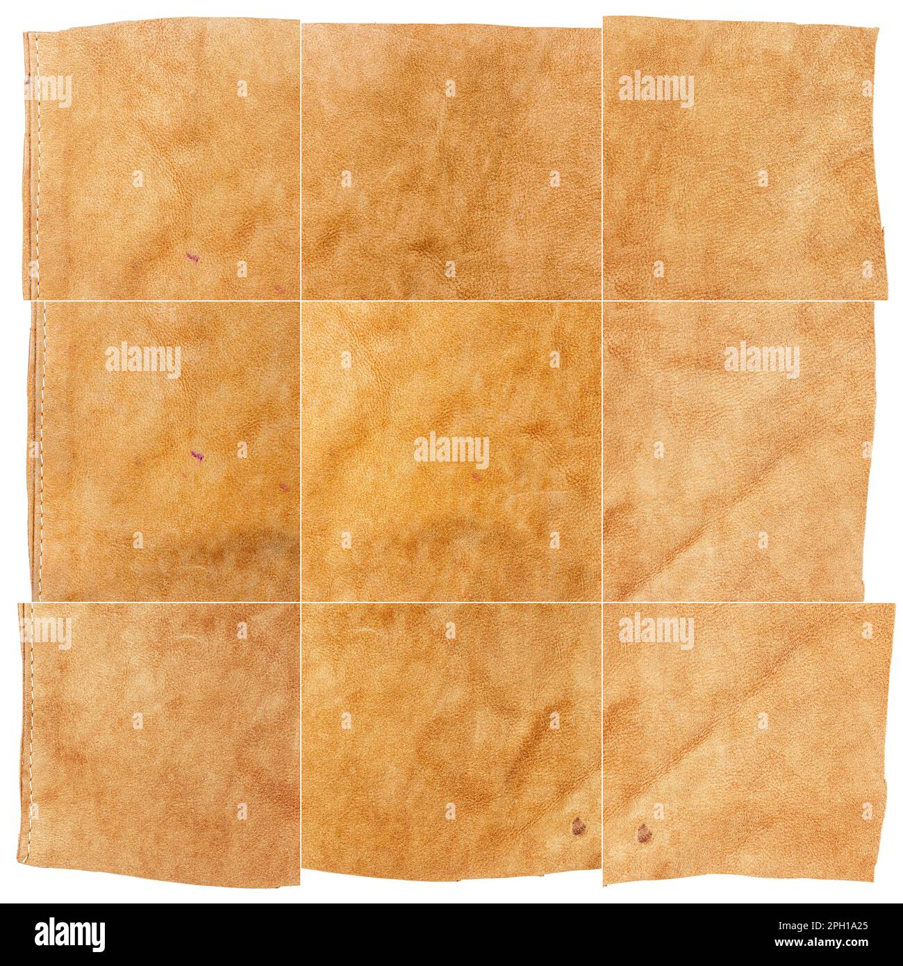 Collection of brown leather textures isolated on white background ...