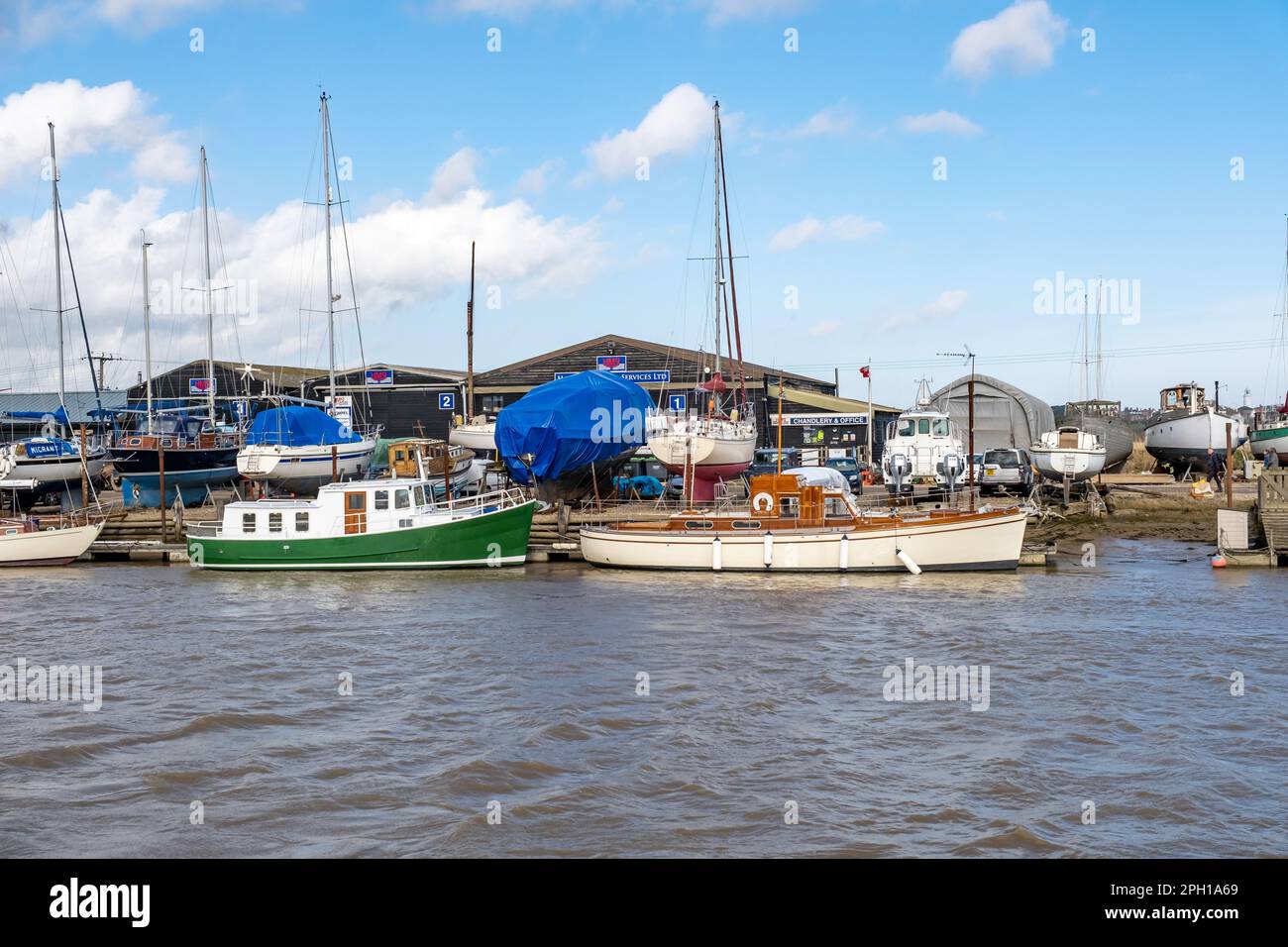 Boats on the River Blyth in Walberswock on the Suffolk Coast Stock ...