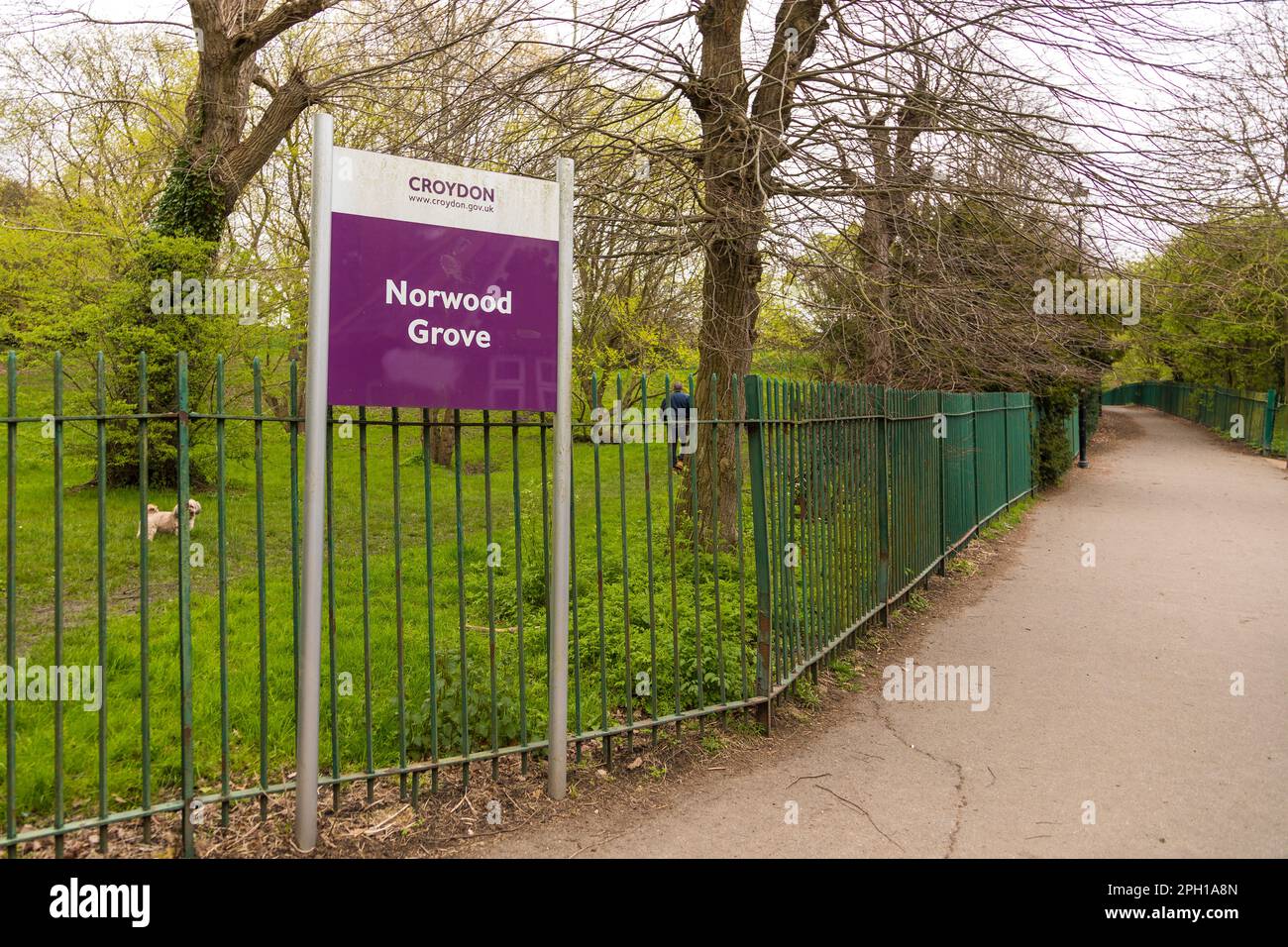 London, UK - 06 April 2019: Norwood Grove, an ornamental urban park in ...