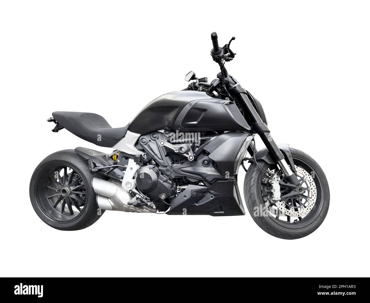Motorcycle isolated on white background. Side view sport black ...