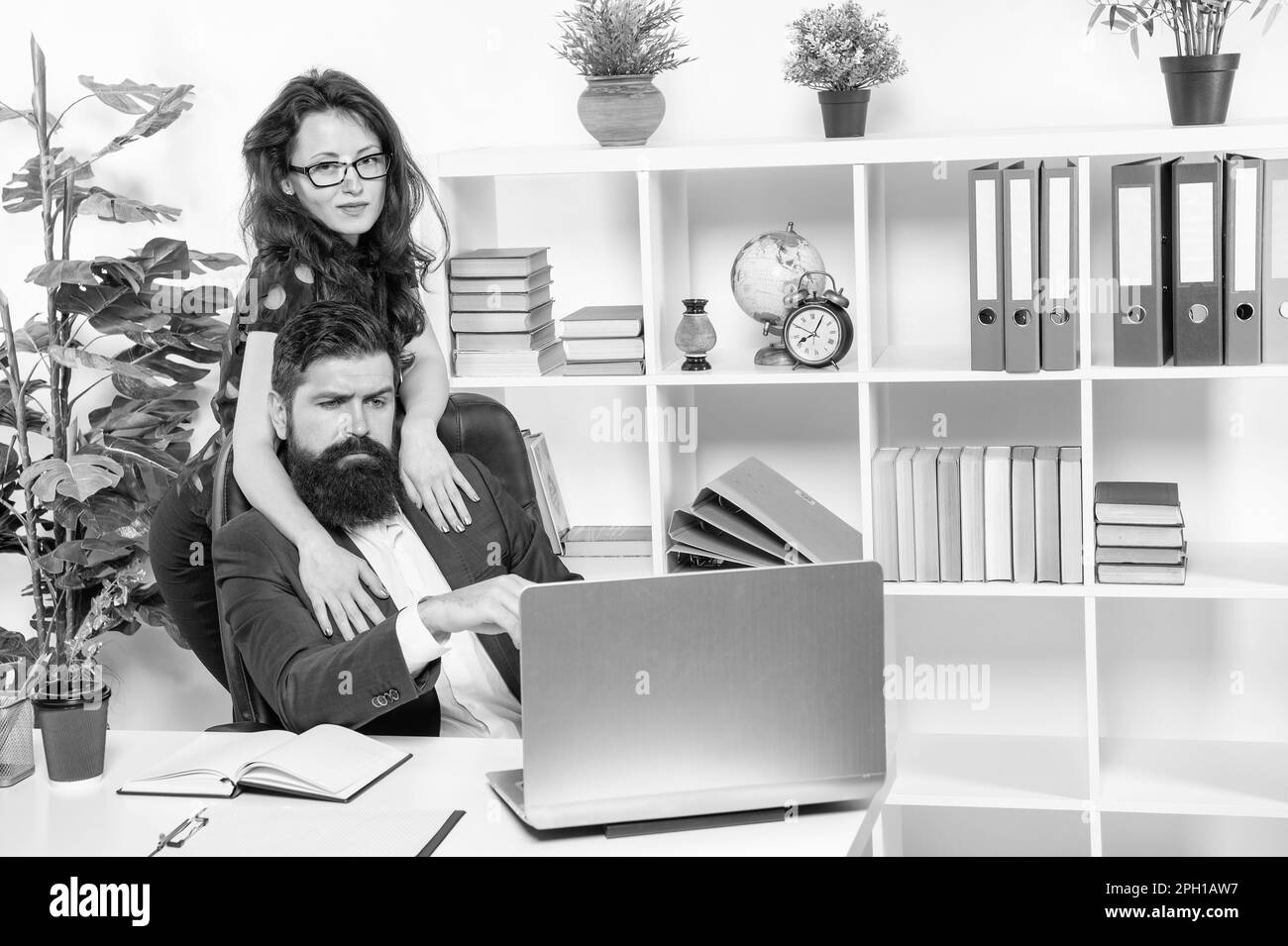 Finding love from 9 to 5. Professional couple in love. Office romance ...