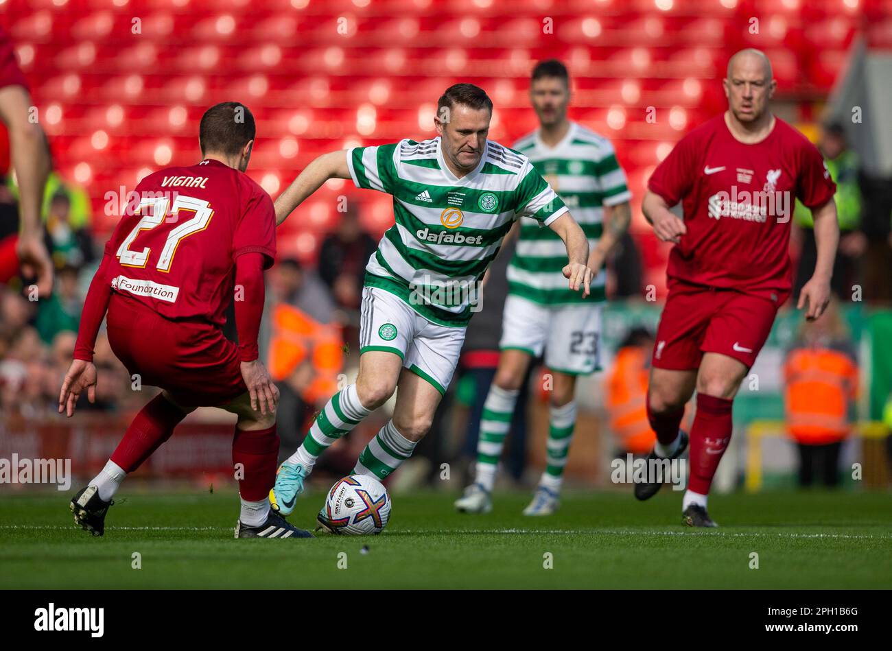Celtic Legends Robbie Keane against Liverpool Legends Gregory Vignal ...