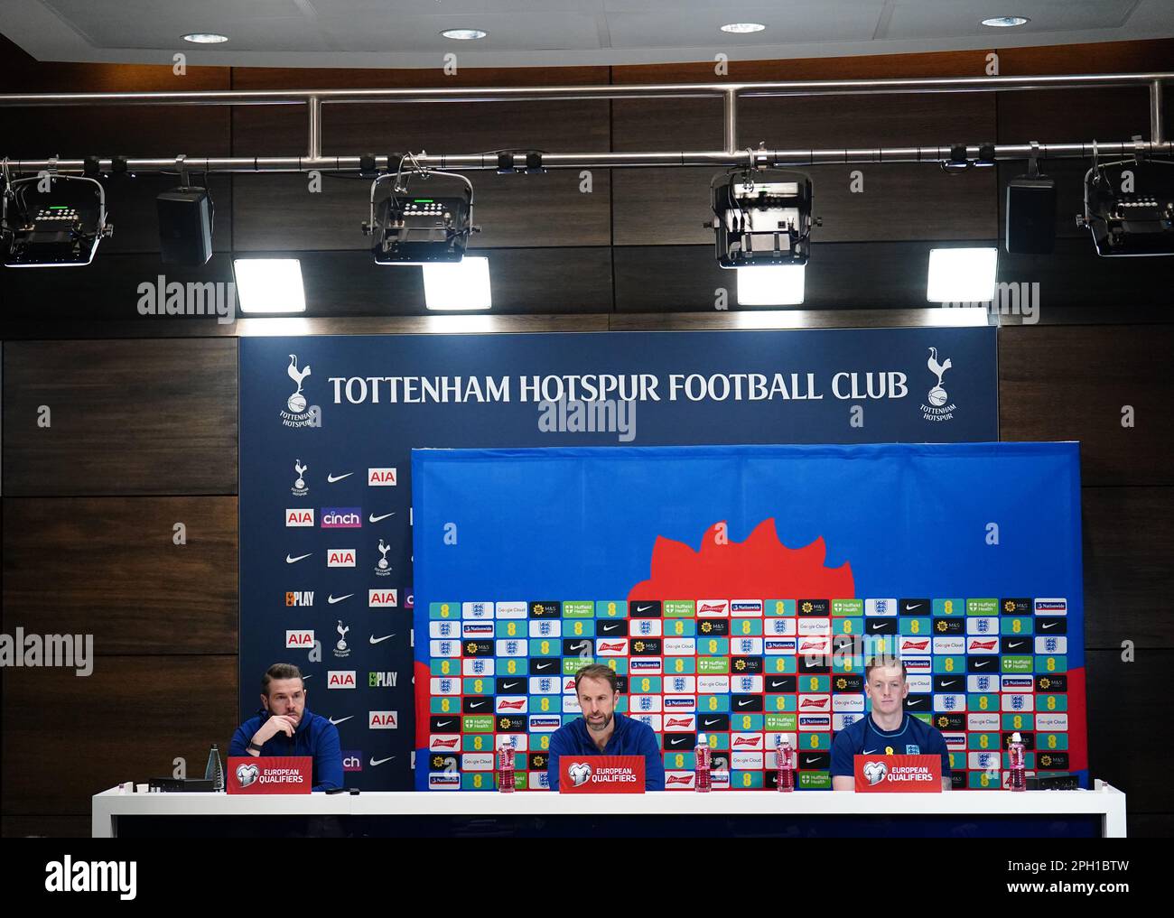 England's manager Gareth Southgate and Jordan Pickford during a press ...
