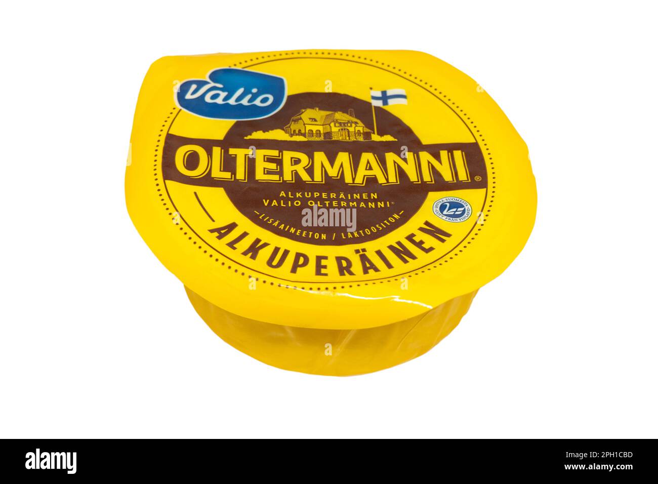 Yerevan, Armenia, March 18, 2023: Oltermanni Finnish traditional light cheese by Valio standing ...