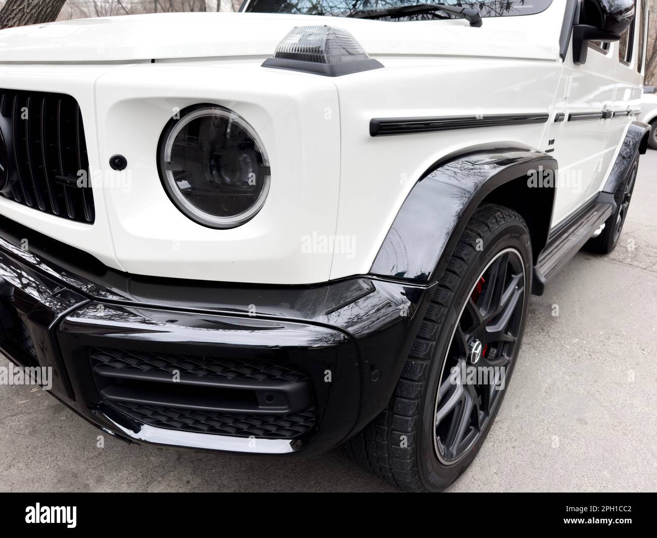 Yerevan, Armenia, March 6, 2023: White Mercedes-Benz G 63 AMG 2023 V8 ...