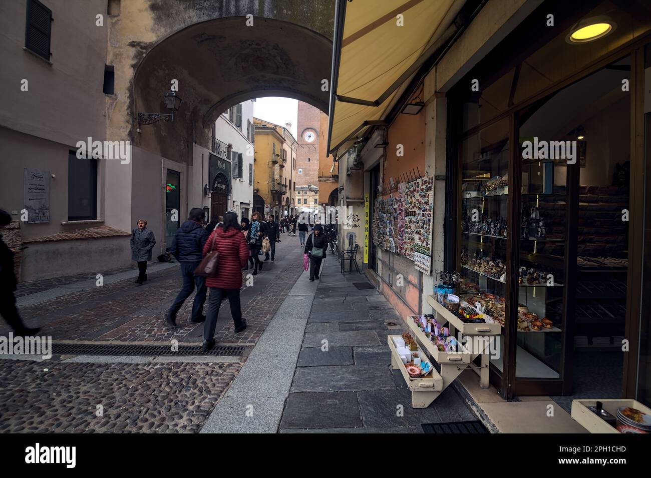 Pavement with shops in an italian town Stock Photo - Alamy