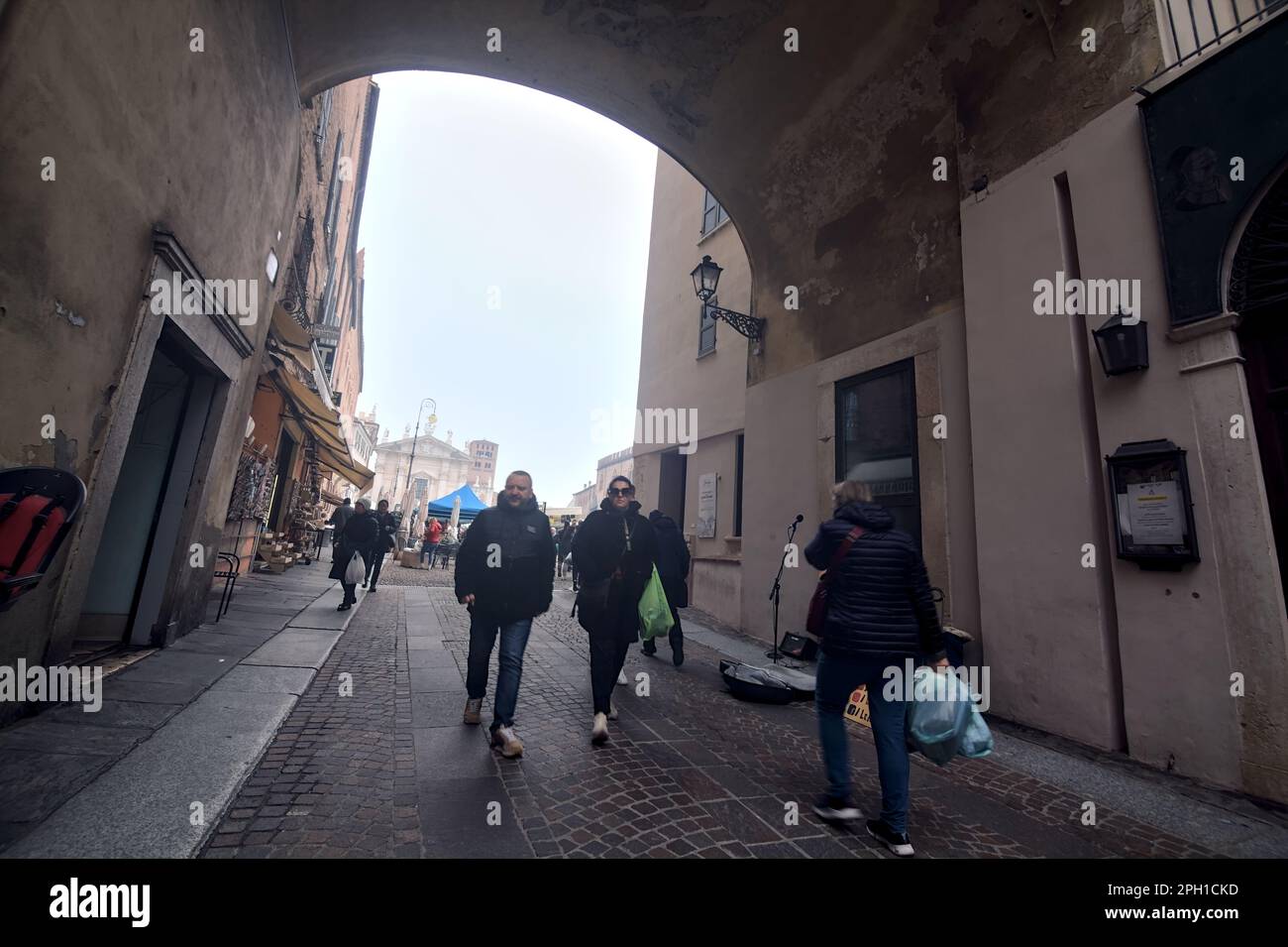 Covered alley in a historic building in an italian town Stock Photo - Alamy