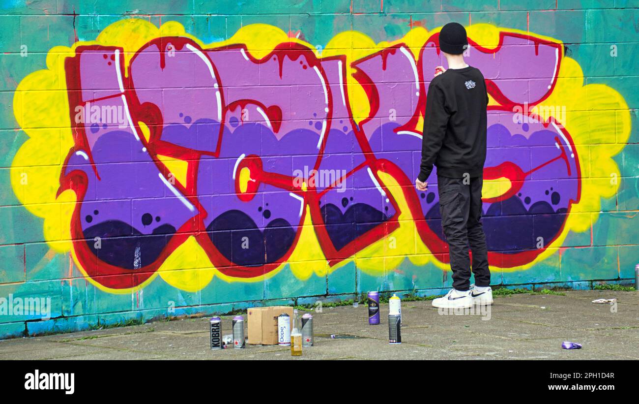 Glasgow, Scotland, UK 25tht March, 2023. Clyde walkway graffiti ...