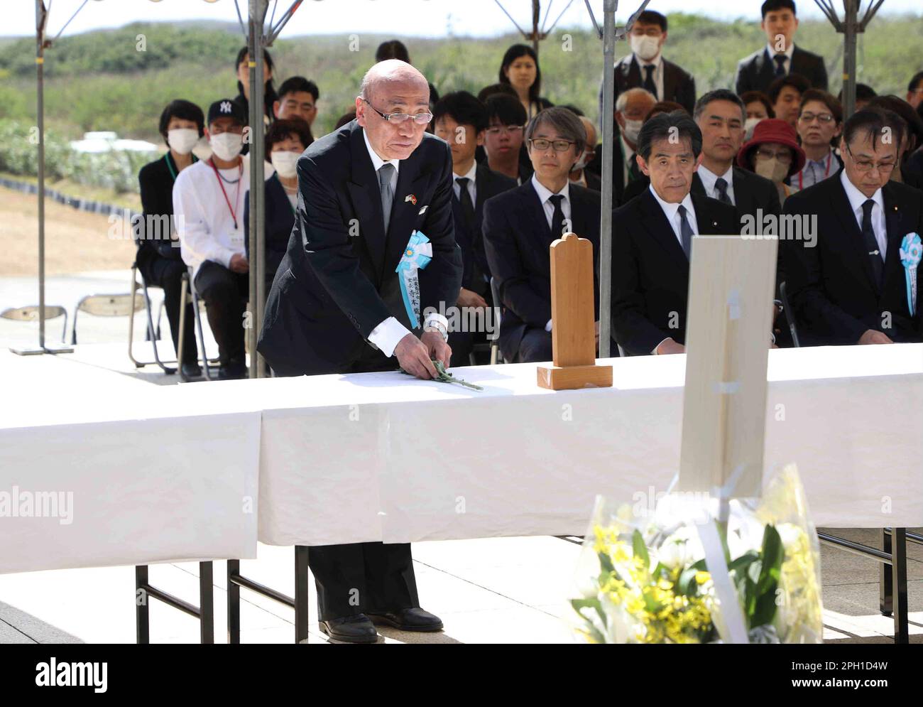 Tetsuro Teramoto, president of Iwo Jima Association of Japan, attends a ...