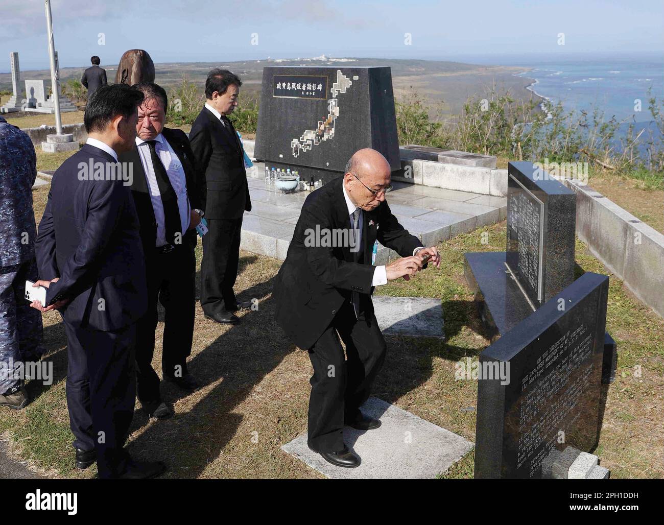 Tetsuro Teramoto (R), president of Iwo Jima Association of Japan ...