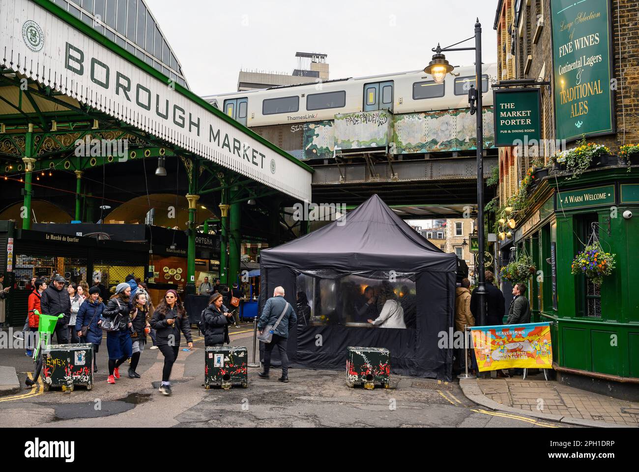 London, UK: Entrance to Borough Market on Stoney Street with the Market ...