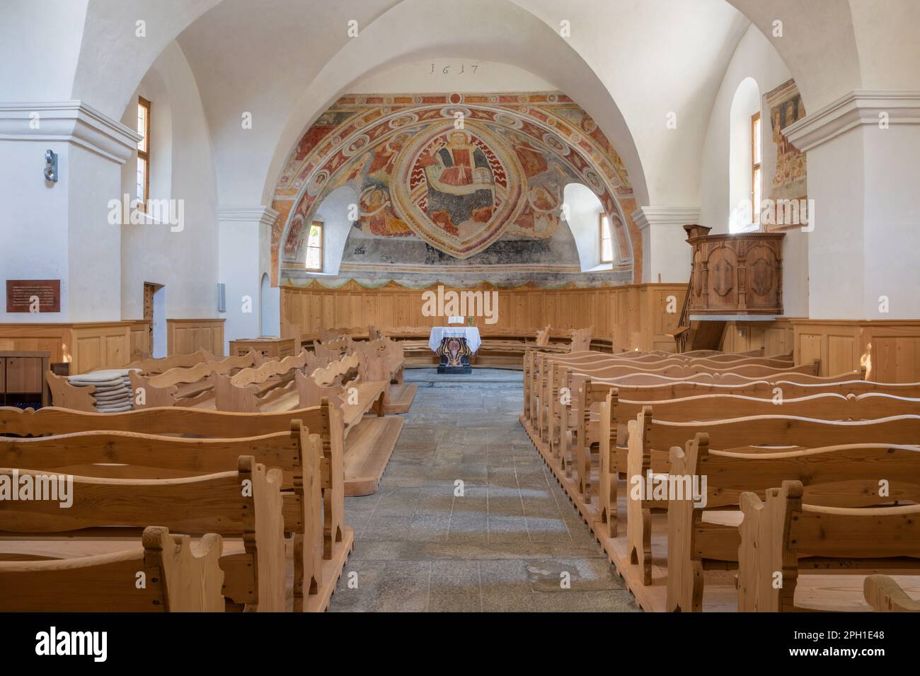 BONDO, SWITZERLAND - JULY 21, 2022: The fresco of Jesus the Teacher in ...