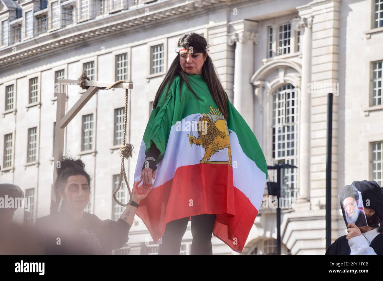 London, UK. 25th March 2023. Iranian protesters. Iranian and Ukrainian ...