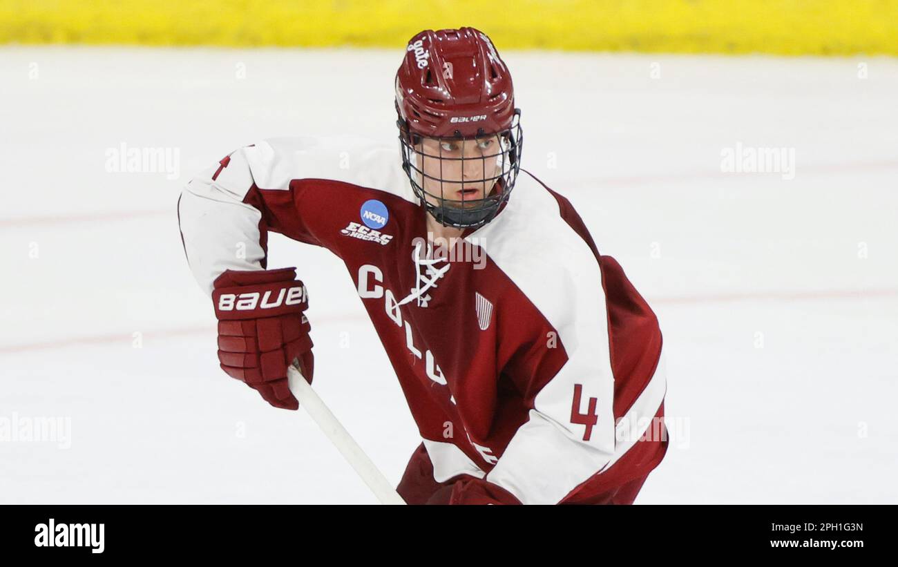 Colgate's Reid Irwin skates against Michigan during an NCAA hockey game ...