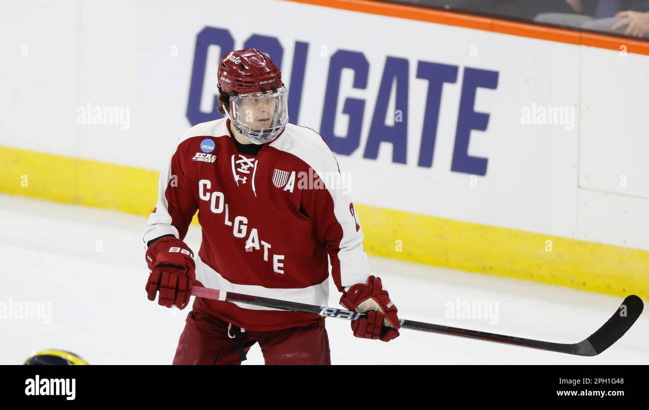 Colgate's Pierson Brandon skates against Michigan during an NCAA hockey ...