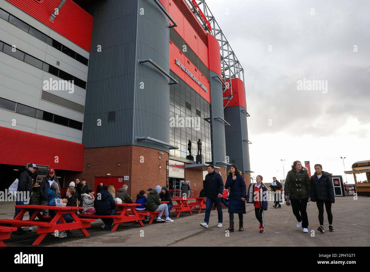 Fans gather outside Old Trafford ahead of the FA Women's Super League ...
