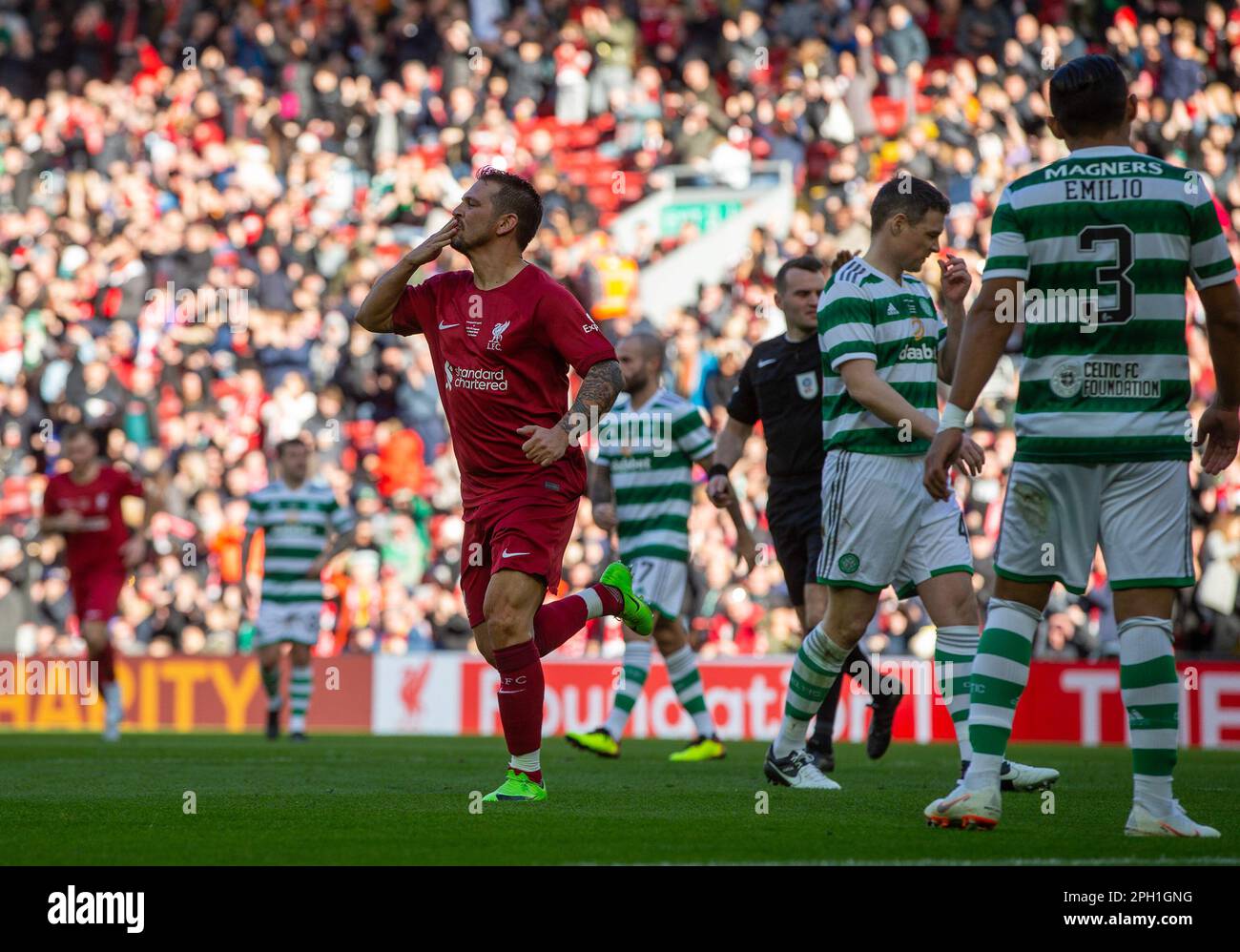 Liverpool Legends Mark Gonzalez celebrate scoring during the Legends ...