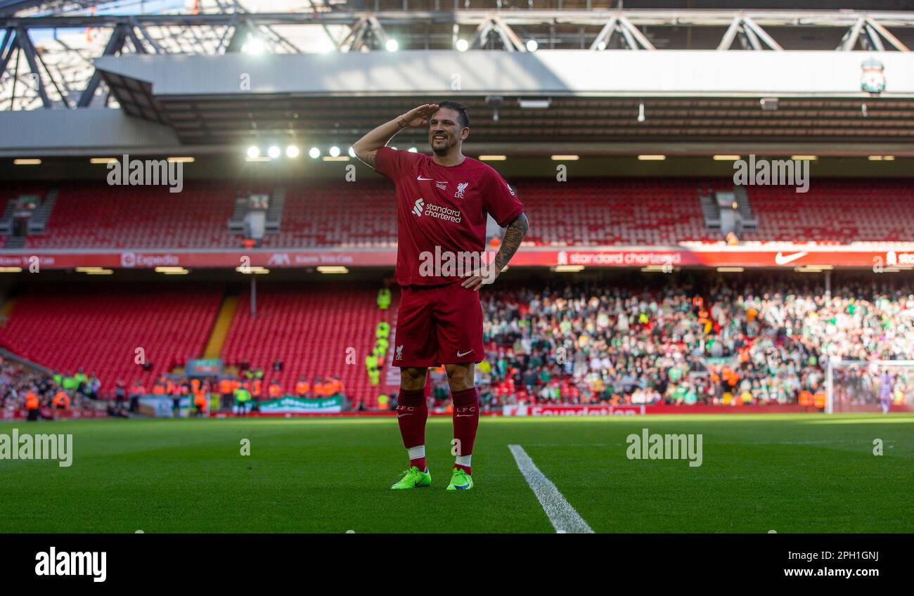 Liverpool Legends Mark Gonzalez celebrate scoring during the Legends ...