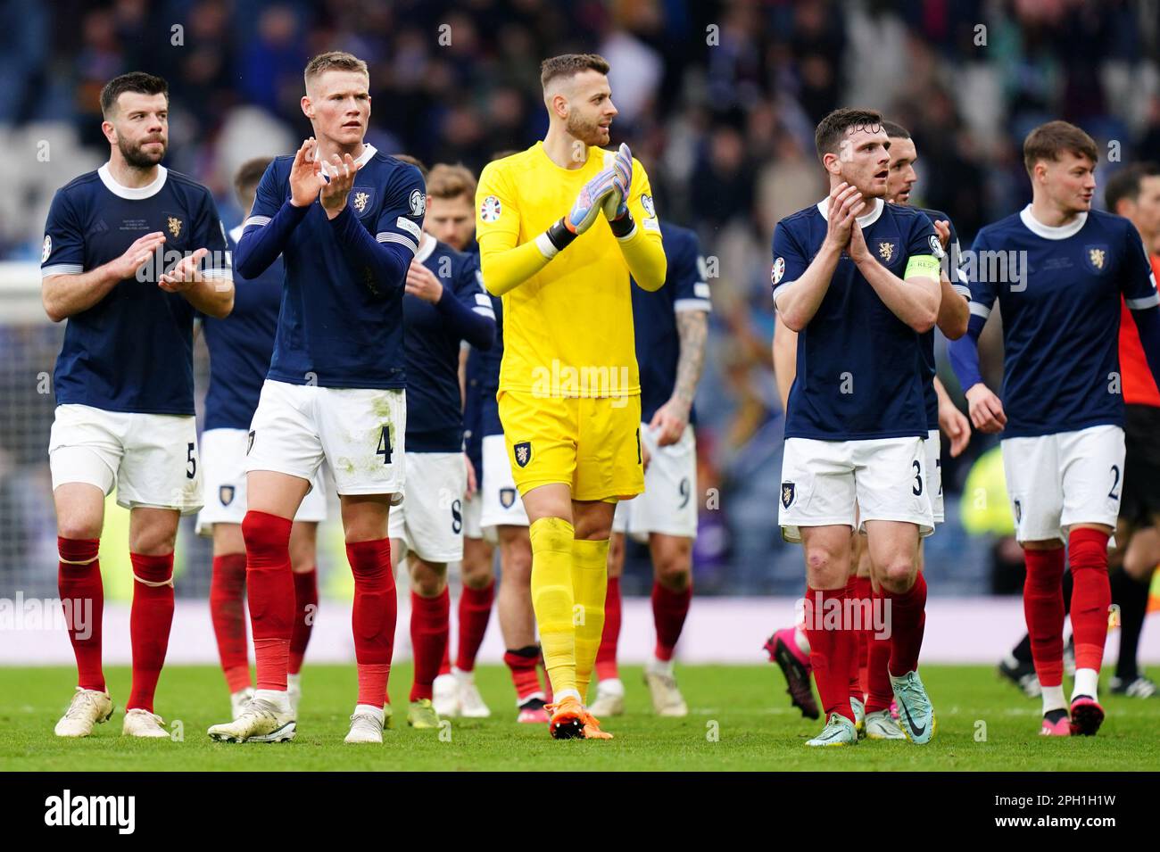 Scotland's Grant Hanley, Scott McTominay, Angus Gunn and Andrew ...