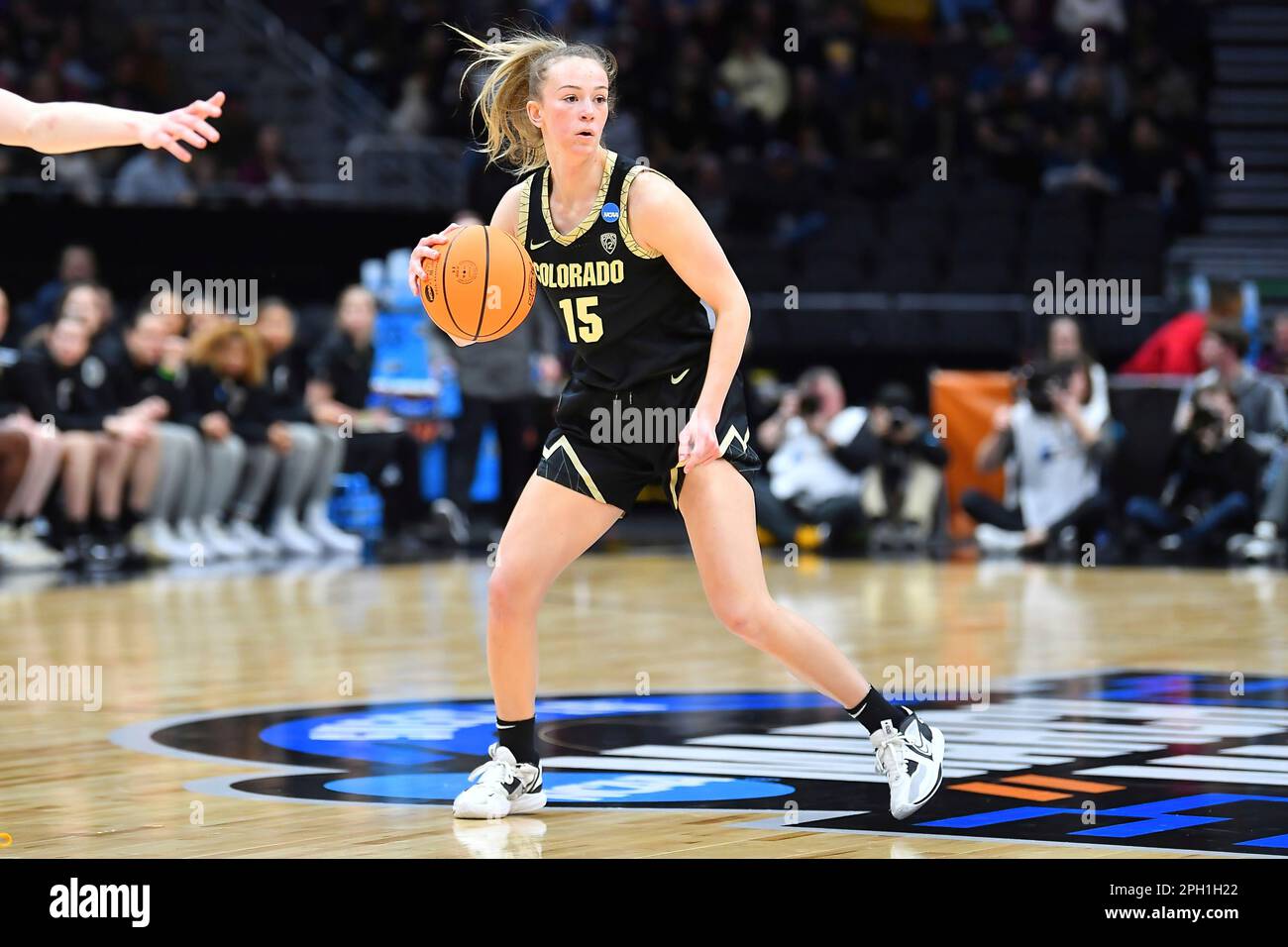 March 24, 2023: Colorado Buffaloes guard Kindyll Wetta (15) handles the ...