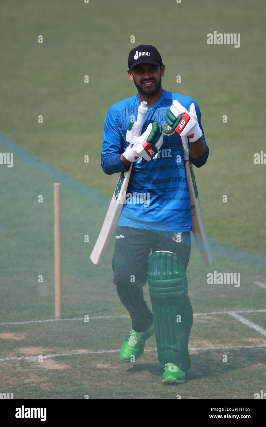 Mehidy Hasan Miraz as Bangladesh T20I Cricket Team attends practice at ...
