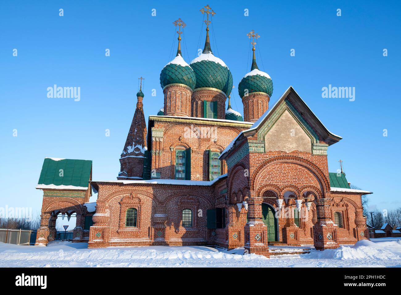 The ancient church of John Chrysostom in Korovniki (1649-1654) close-up ...