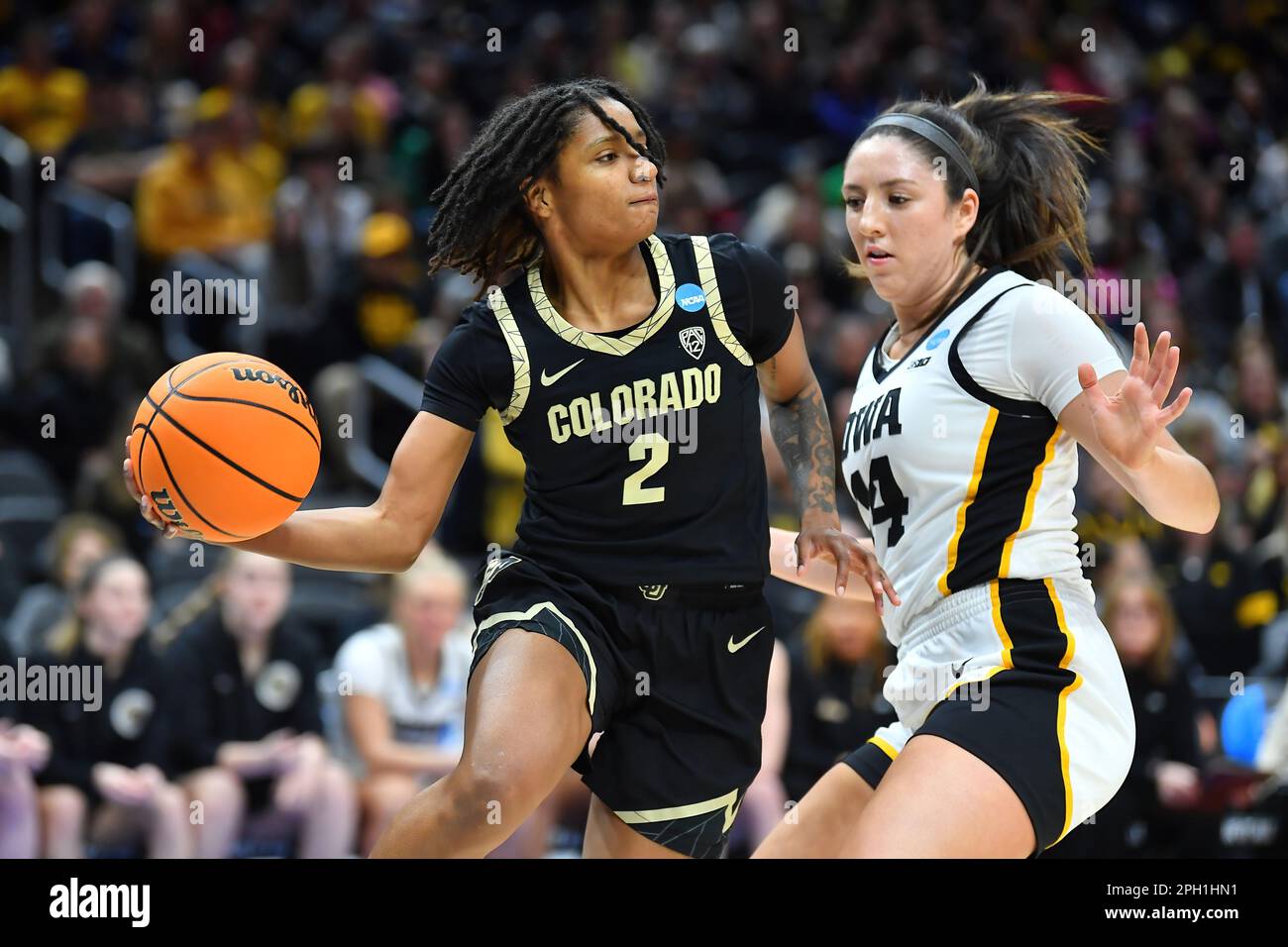 March 24, 2023: Colorado Buffaloes guard Tameiya Sadler (2) ready to ...