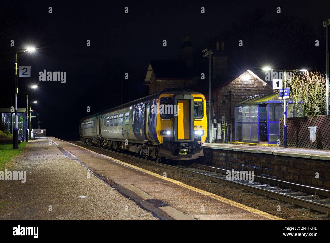 Northern Rail class 156 DMU train calling at the small 2 platform ...