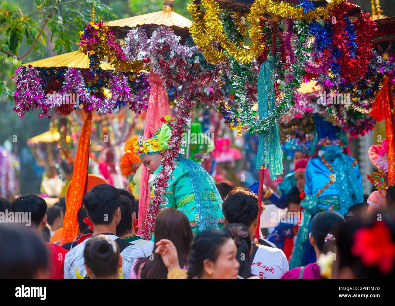 Young ethnic Shan boys dubbed as Sang Long dressed in colorful costumes ...