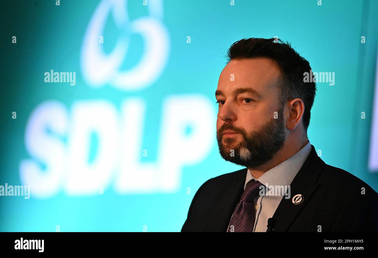 SDLP leader Colum Eastwood speaking during the Social Democrat and ...