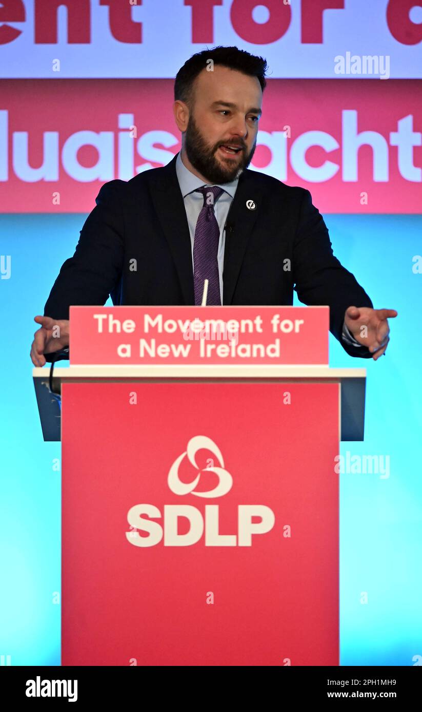 SDLP leader Colum Eastwood speaking during the Social Democrat and ...