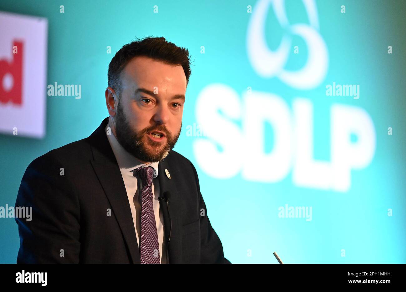 SDLP leader Colum Eastwood speaking during the Social Democrat and ...