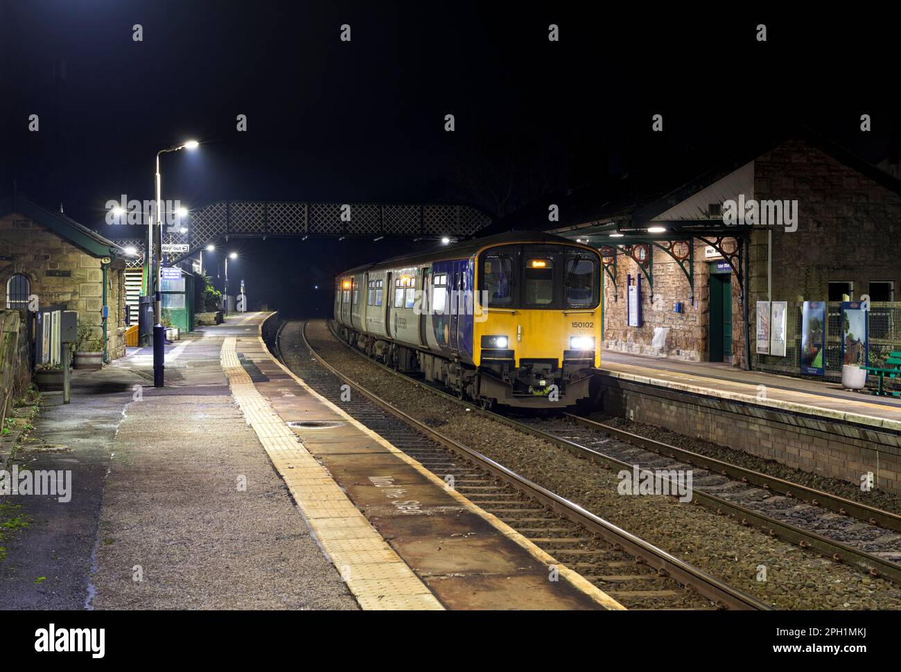 Northern Rail class 150 DMU train calling at the small 2 platform ...