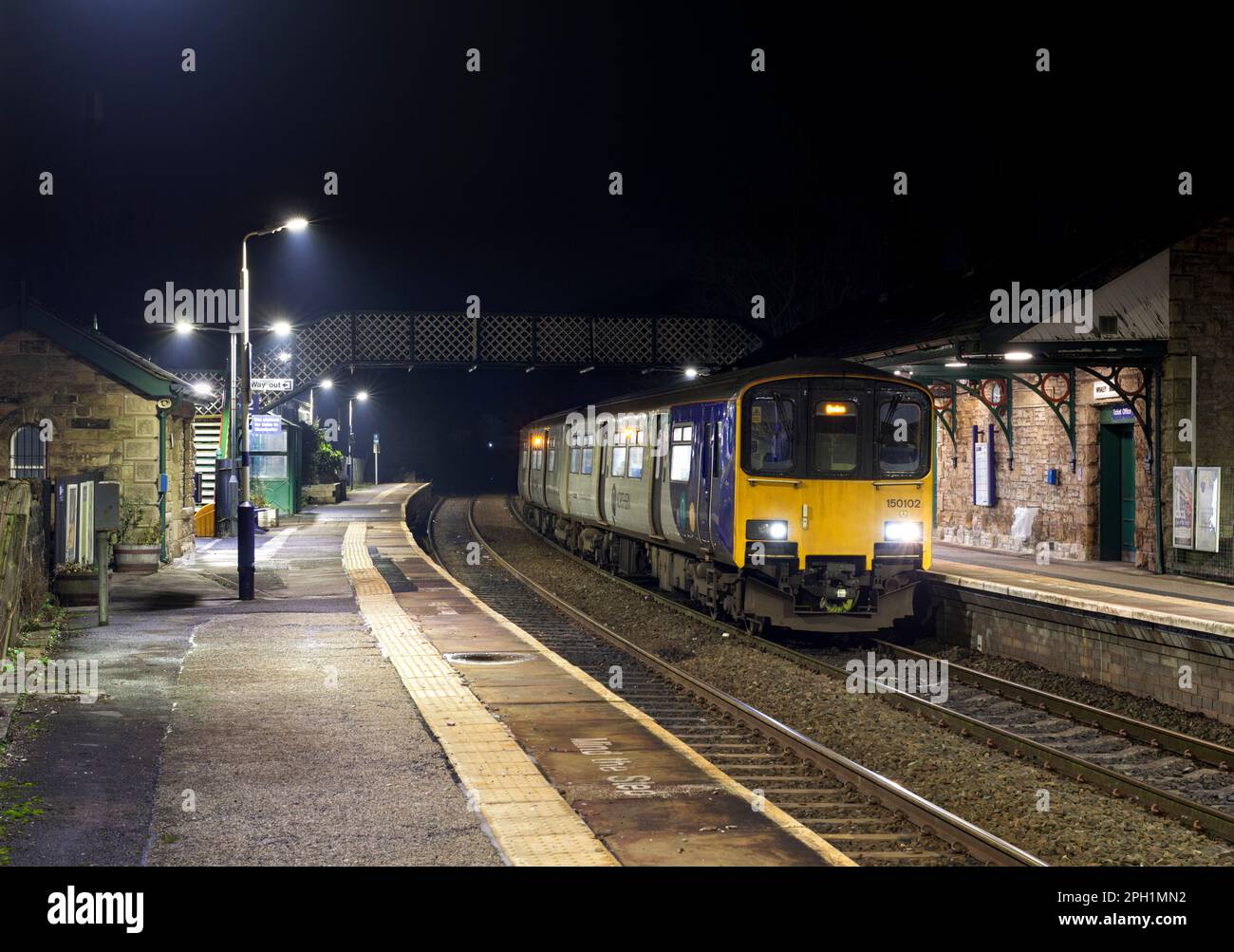 Northern Rail class 150 DMU train calling at the small 2 platform ...