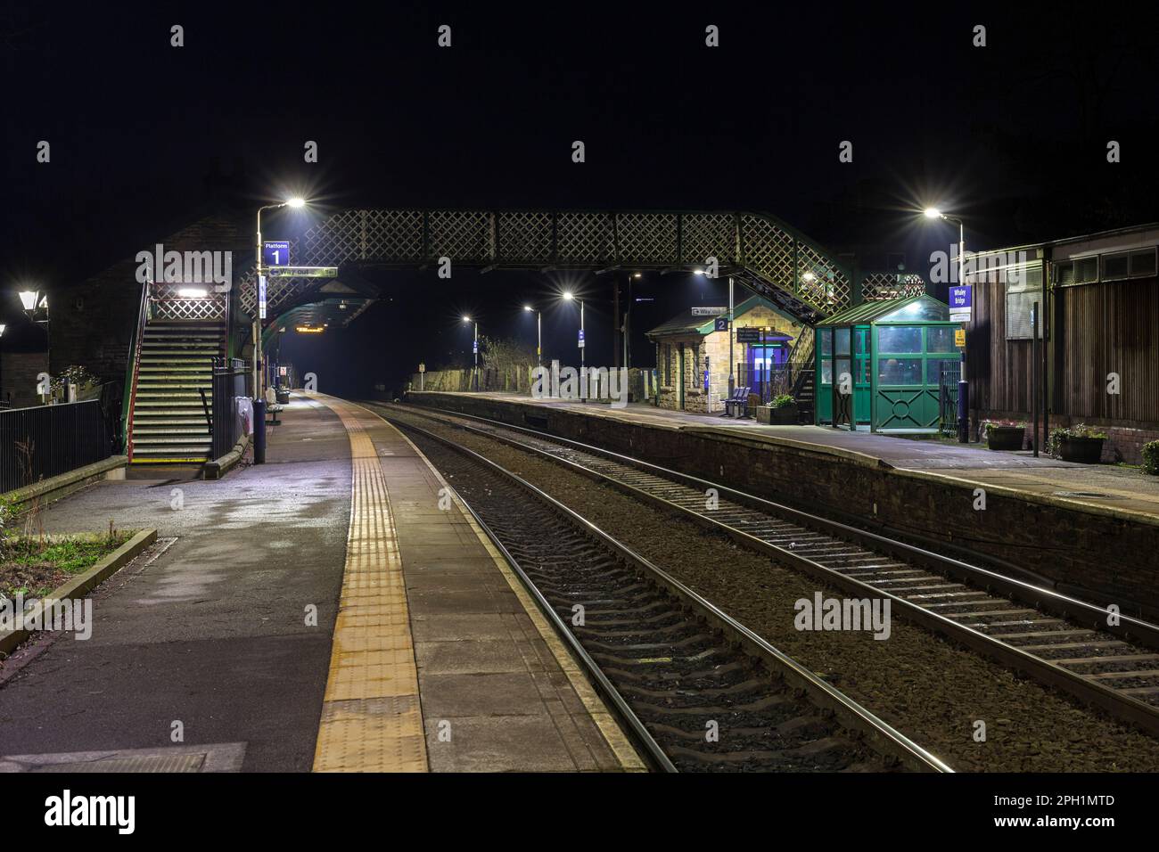 Whaley Bridge railway station on the Buxton line, Derbyshire, UK at ...