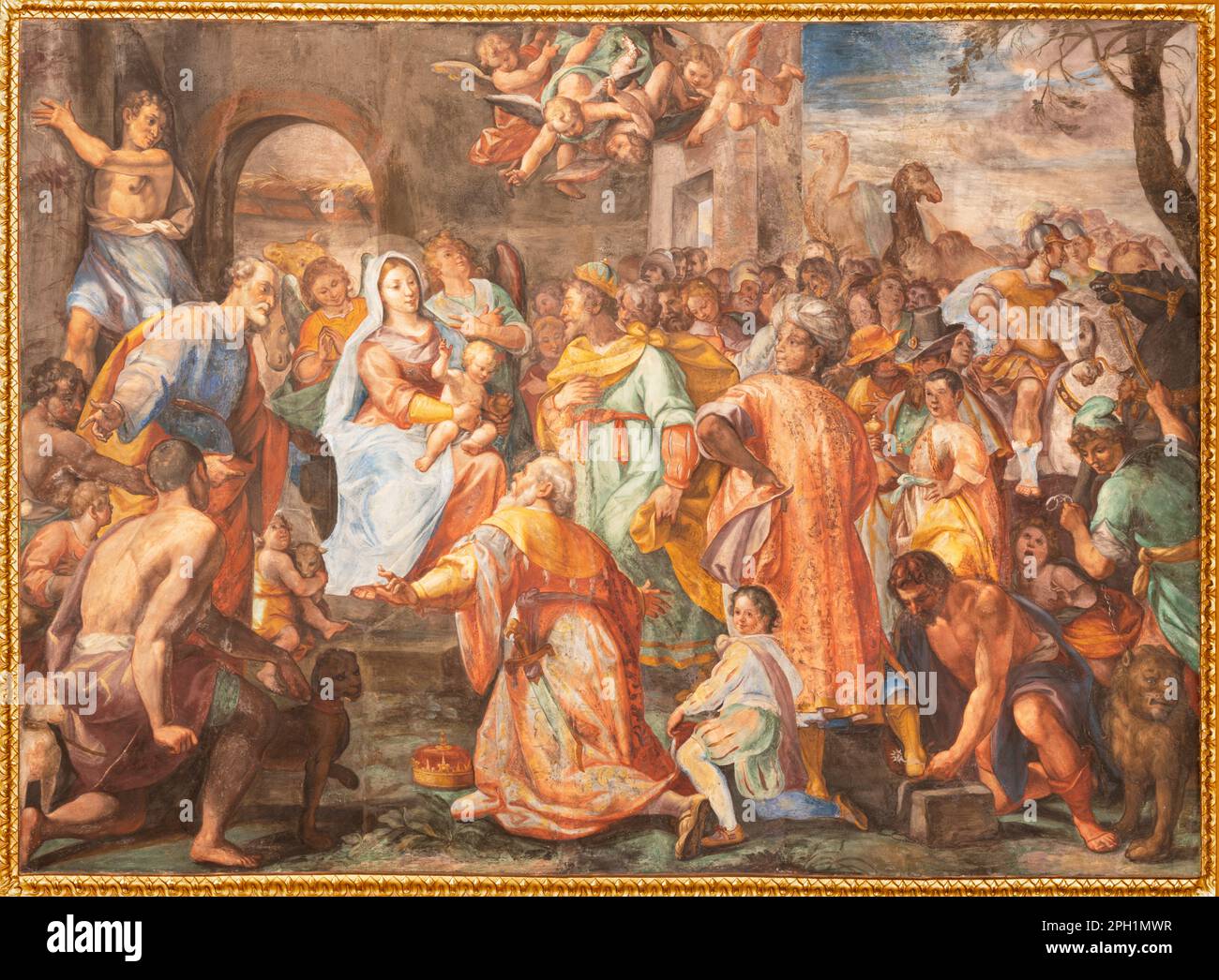 GENOVA, ITALY - MARCH 5, 2023: The fresco of Tree Magi in the church ...